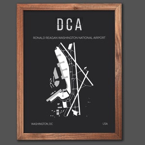 DCA Washington DC Reagan National Airport Map Wall Art - Frame Not ...