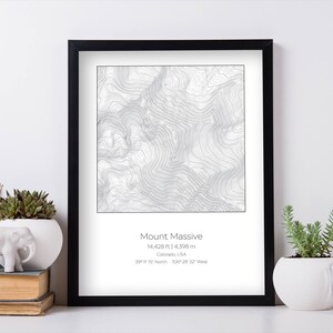 Mt Massive, Colorado, USA Topography Elevation Print Wall Art - Etsy