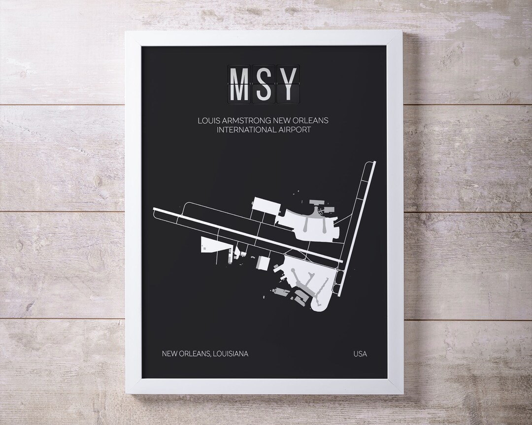MSY Louis Armstrong New Orleans International Airport Print Map Wall ...