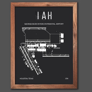 IAH Houston George Bush International Airport Print Map Wall Art - Etsy