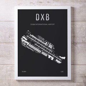 DXB Dubai International Airport Map Print, Dubai, United Arab Emirates ...