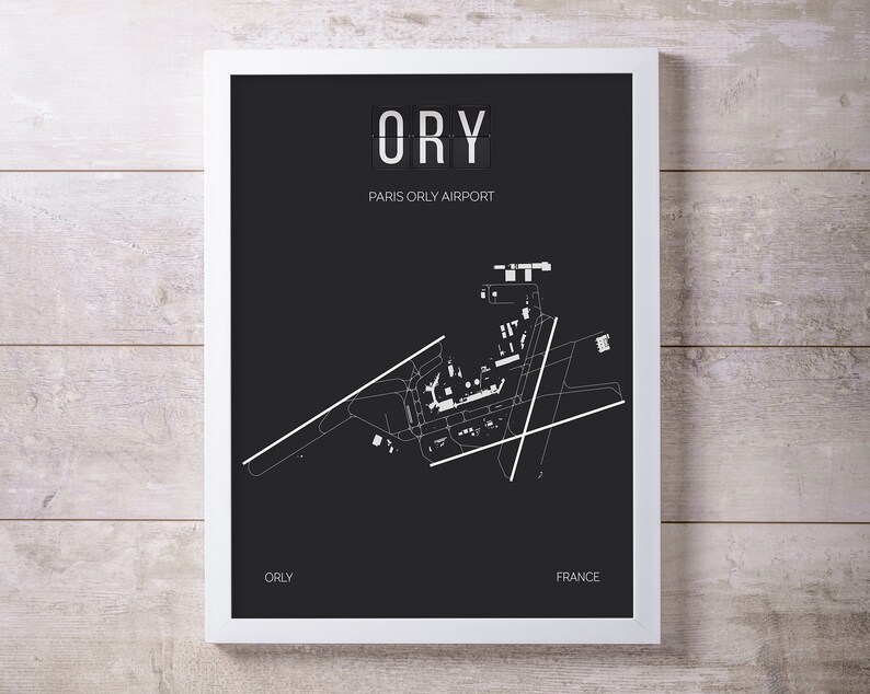 ORY Paris Orly Airport Print Map Wall Art - Etsy UK