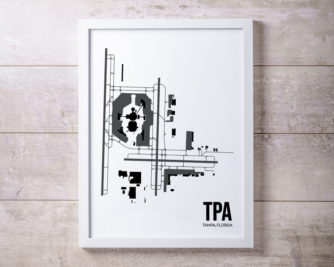 TPA Tampa International Airport Map Print, Tampa, FL, Minimalist Home ...