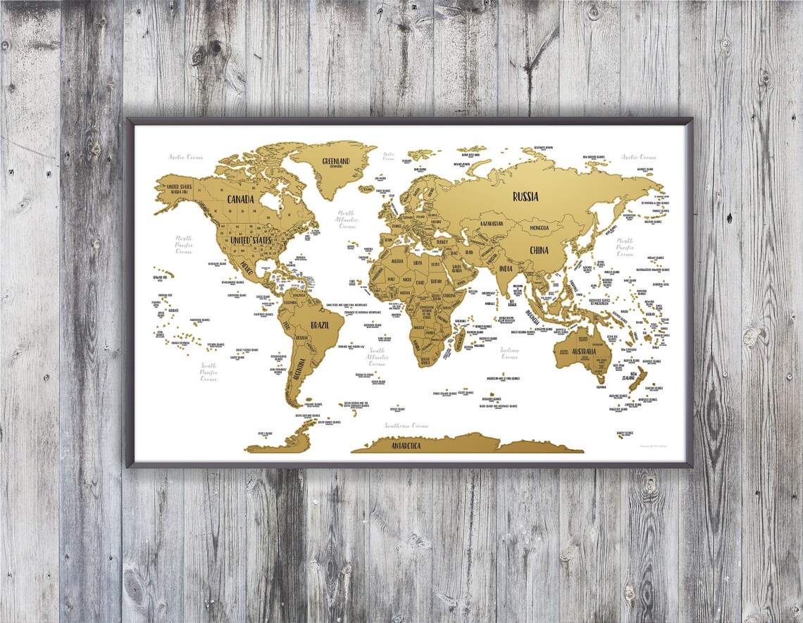 36x22 A World of Adventures Travel Map With Gold - Etsy