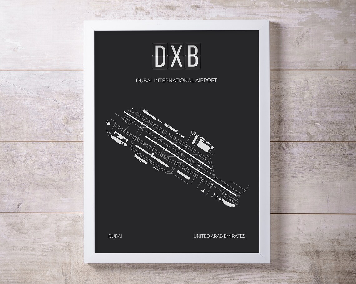 DXB Dubai International Airport Map Print - Etsy