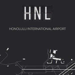 HNL Honolulu Hawaii Airport Map Wall Art - Etsy