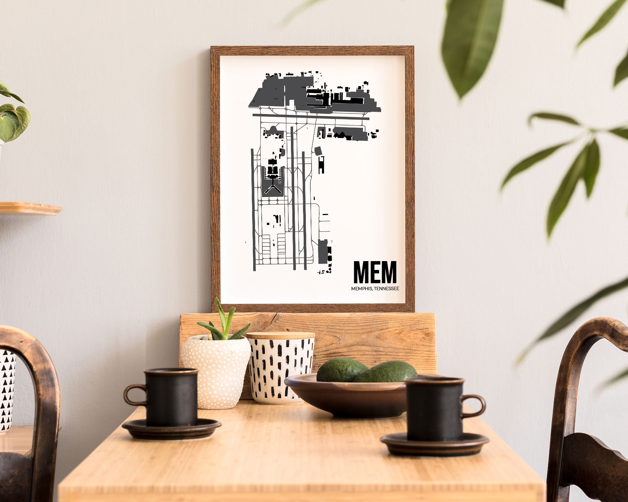 MEM Memphis Airport Map Art Print: Minimalist Aviation Gift - Etsy