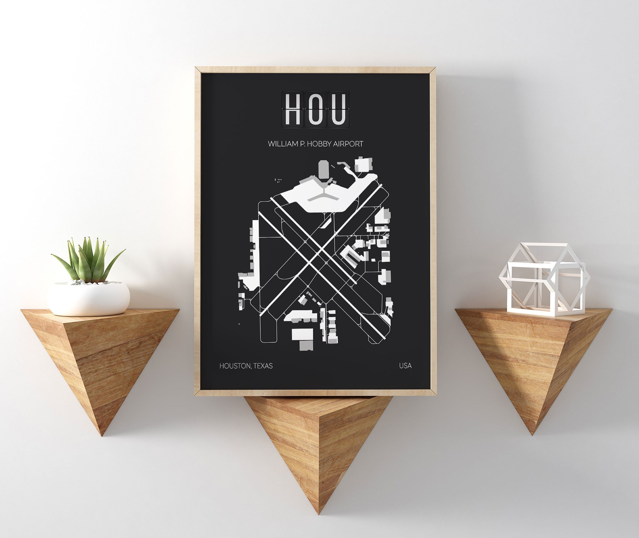HOU William P. Hobby Airport Print Map Wall Art - Frame Not Included - Etsy