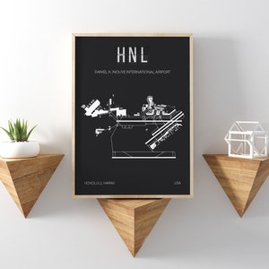 HNL Honolulu Hawaii Airport Map Wall Art - Etsy