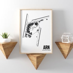 ARN Stockholm Arlanda Airport Map Print, Stockholm, Sweden, Minimalist ...