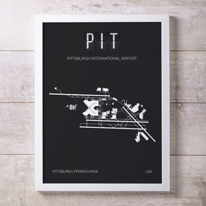 PIT Pittsburgh International Airport Map Print, Pennsylvania, Home ...
