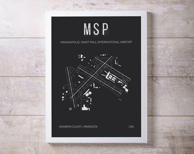 MSP Minneapolissaint Paul International Airport Map Print | Etsy