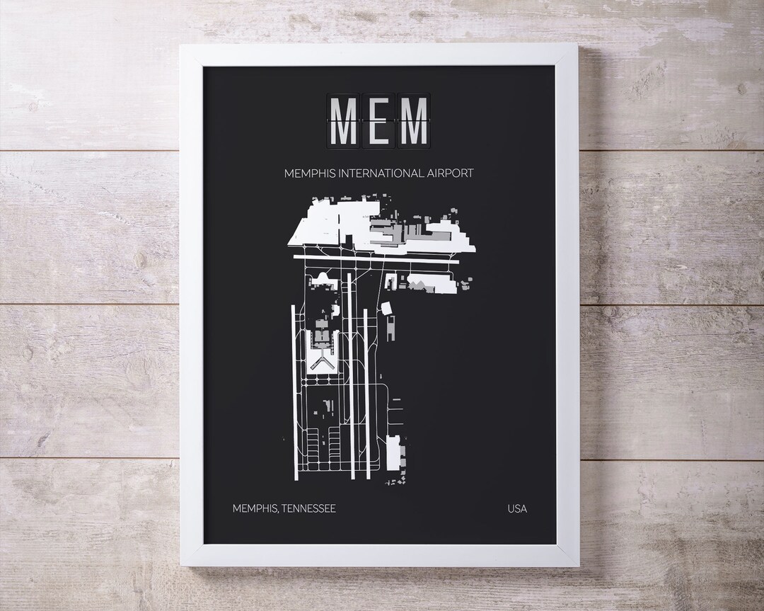 MEM Memphis International Airport Map Print, Tennessee, Minimalist Home ...