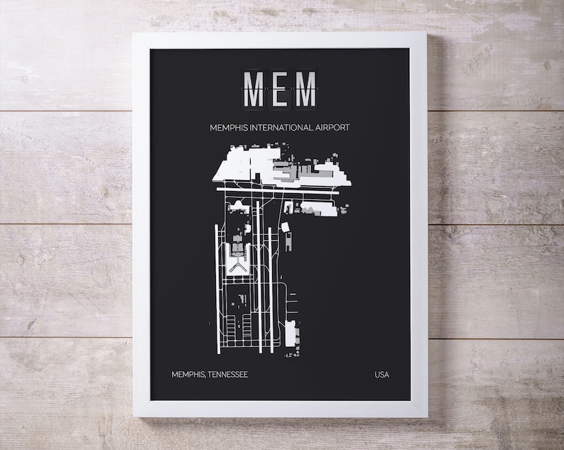 MEM Memphis International Airport Map Print, Tennessee, Minimalist Home ...