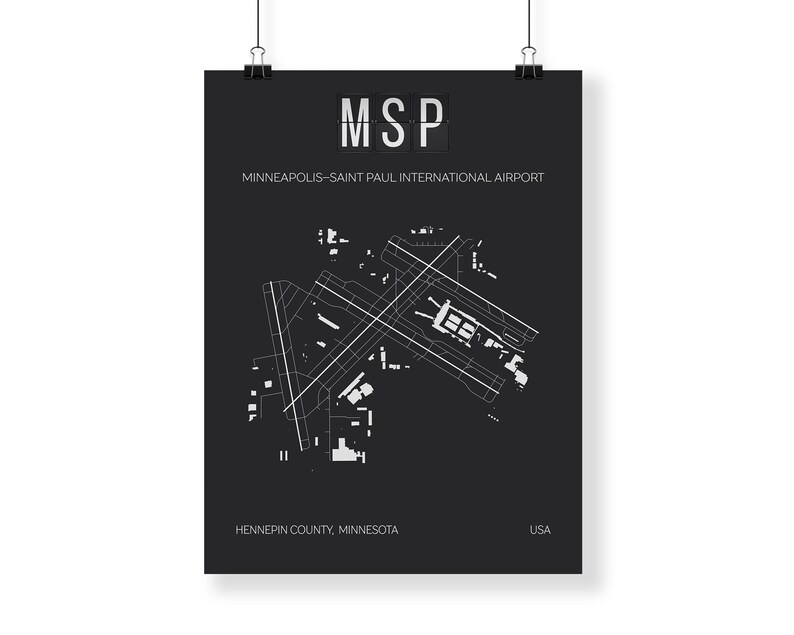 MSP Minneapolissaint Paul International Airport Map Print - Etsy