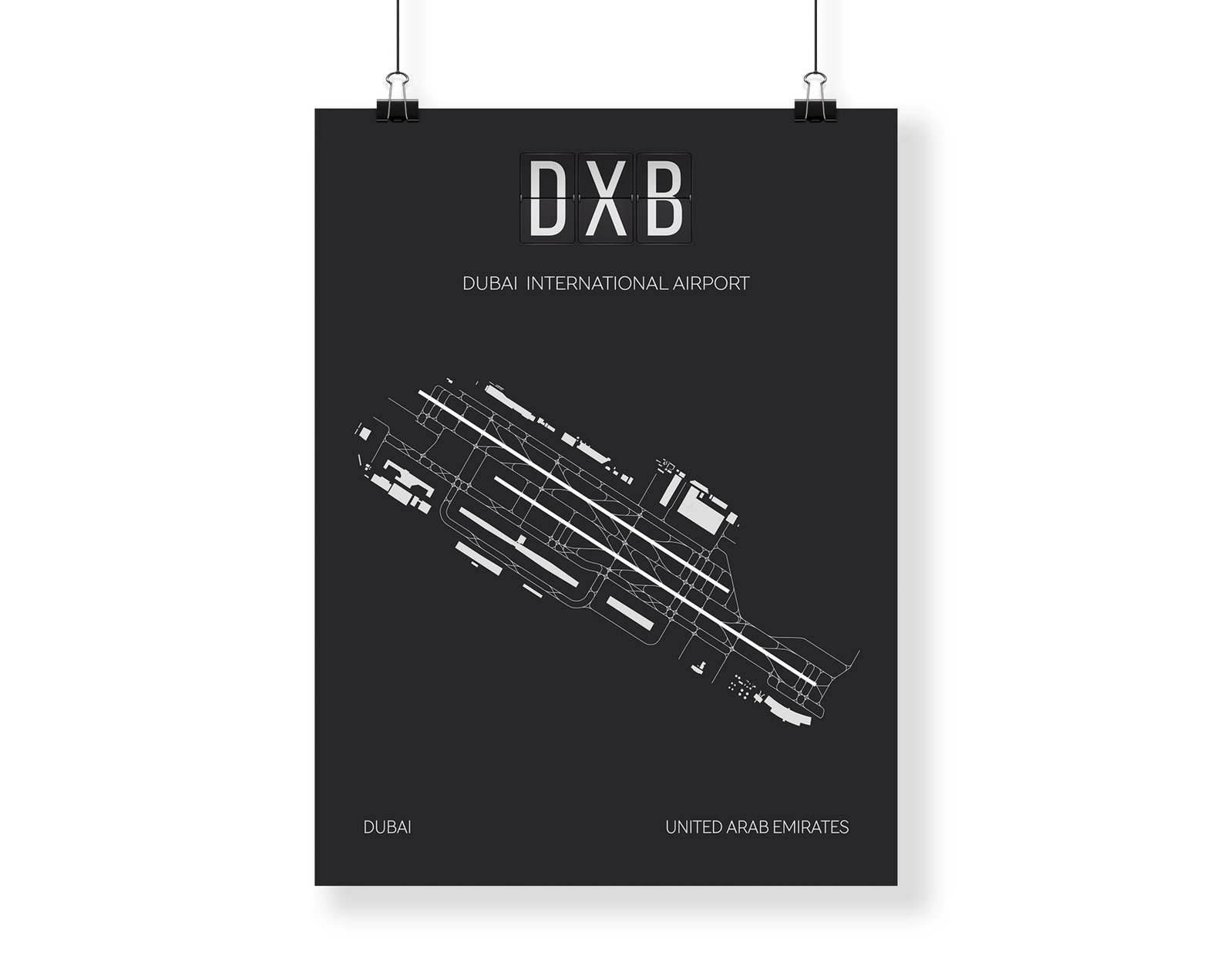 DXB Dubai International Airport Map Print - Etsy