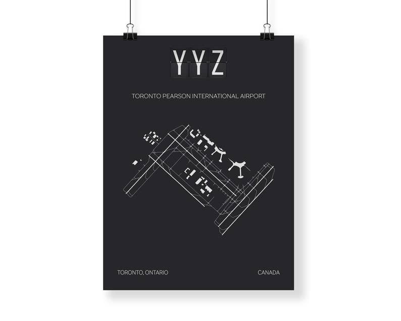 YYZ Toronto Pearson Airport Map Wall Art | Etsy Canada