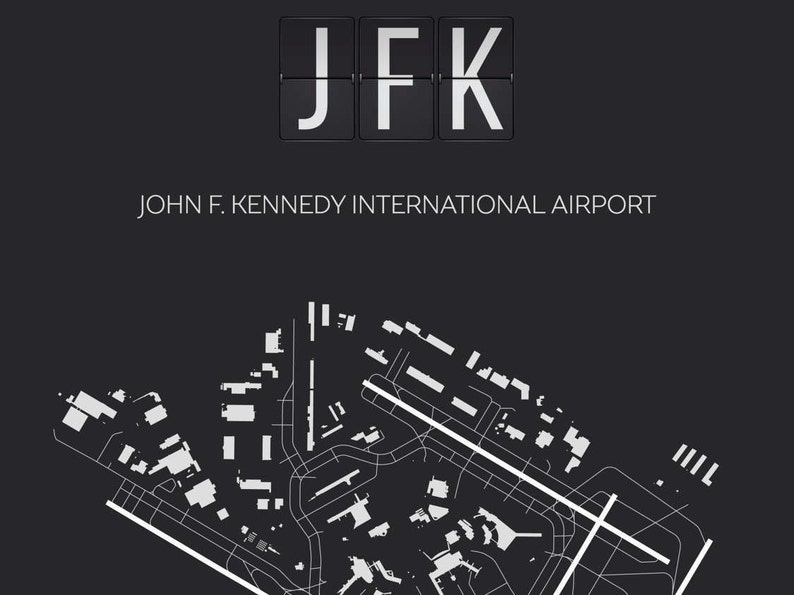 JFK John F. Kennedy New York Airport Print Map Wall Art - Etsy
