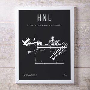 HNL Honolulu Hawaii Airport Map Wall Art - Etsy