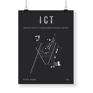 ICT Wichita Dwight D. Eisenhower National Airport Map Wall Art - Etsy