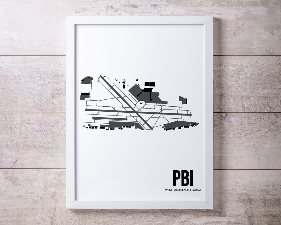 PBI Palm Beach International Airport Map Print, West Palm Beach, FL ...
