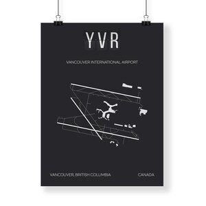 YVR Vancouver International Airport Print Map Wall Art - Etsy
