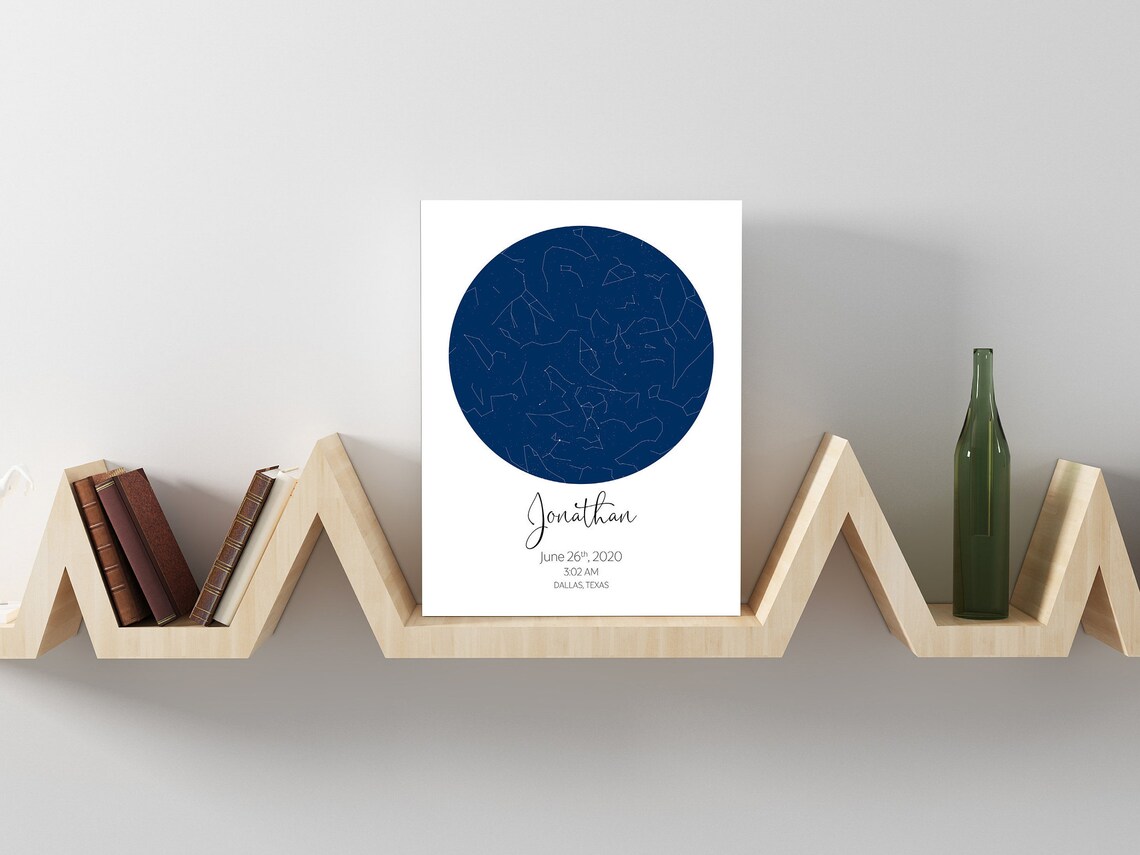 Printed Custom Night Sky Star Map Dark Blue Edition | Etsy