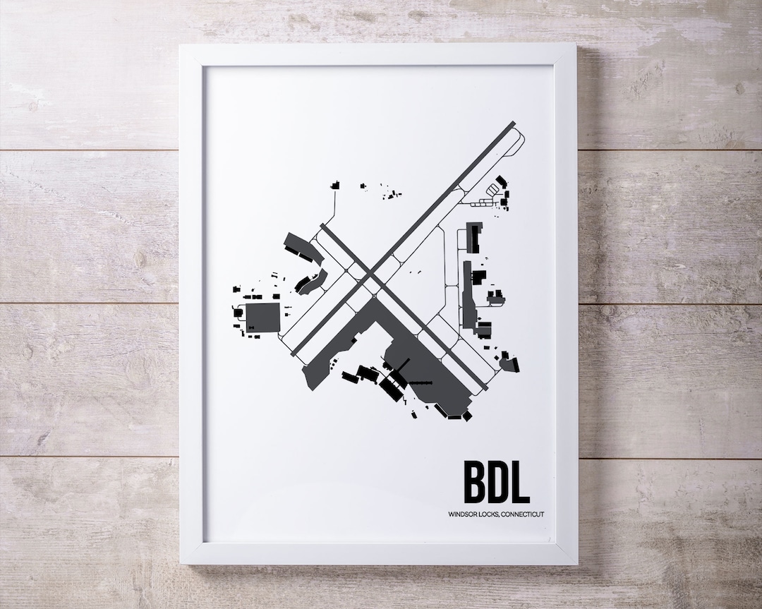 BDL Bradley International Airport Map Print, Windsor Locks, CT ...