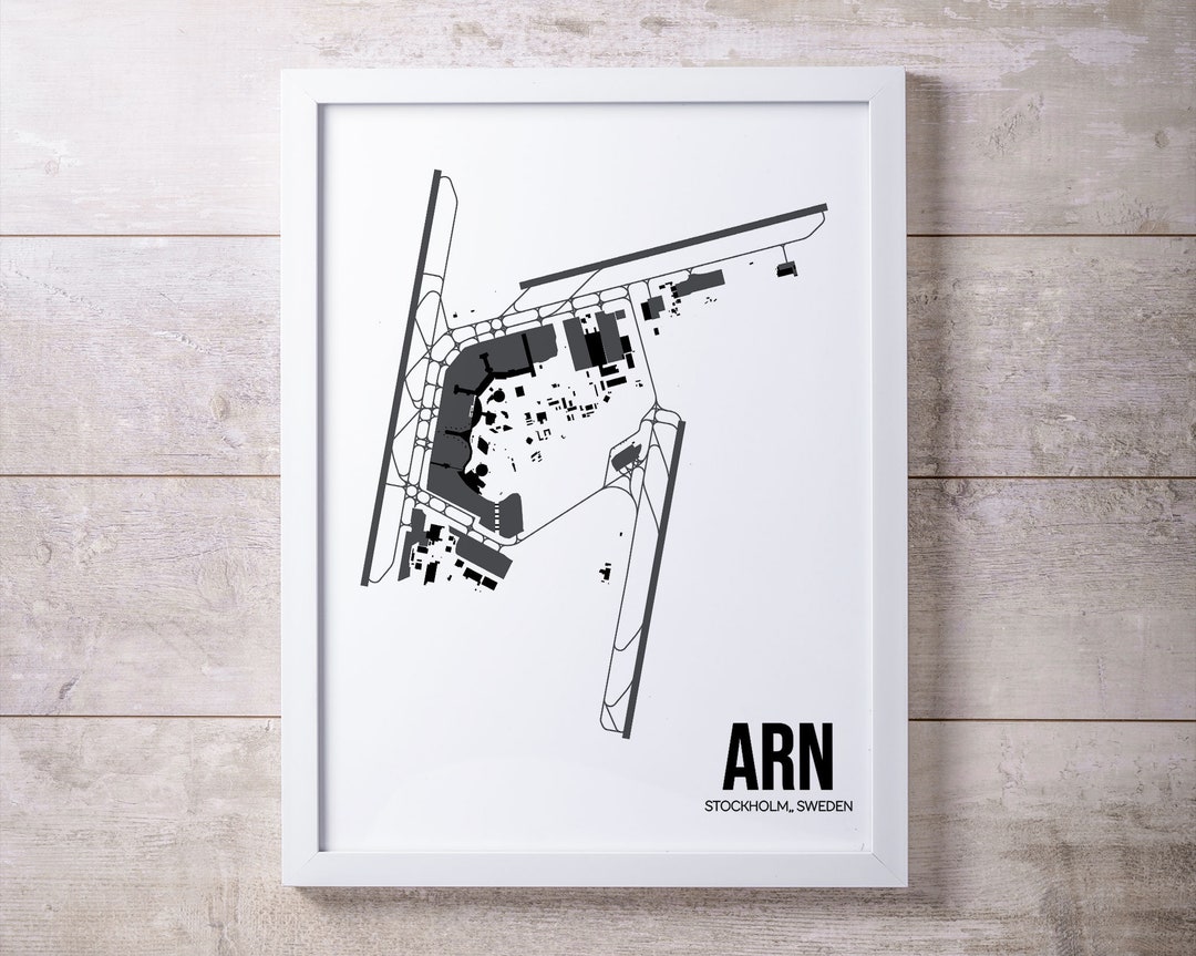 ARN Stockholm Arlanda Airport Map Print, Stockholm, Sweden, Minimalist ...
