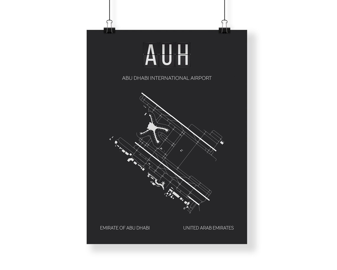 AUH Abu-dhabi International Airport Map Print - Etsy