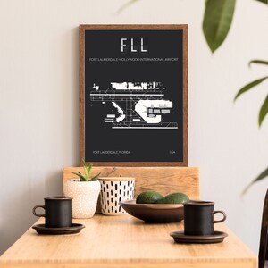 FLL Fort Lauderdale–hollywood International Airport Print Map Wall Art ...