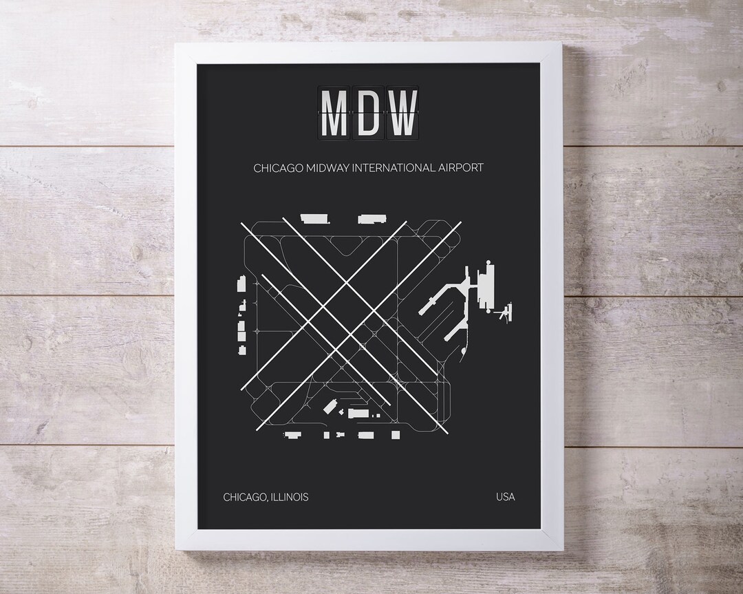 MDW Midway Chicago Airport Map Wall Art - Etsy
