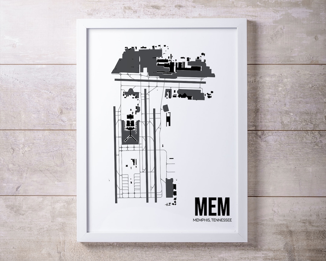 MEM Memphis Airport Map Art Print: Minimalist Aviation Gift - Etsy
