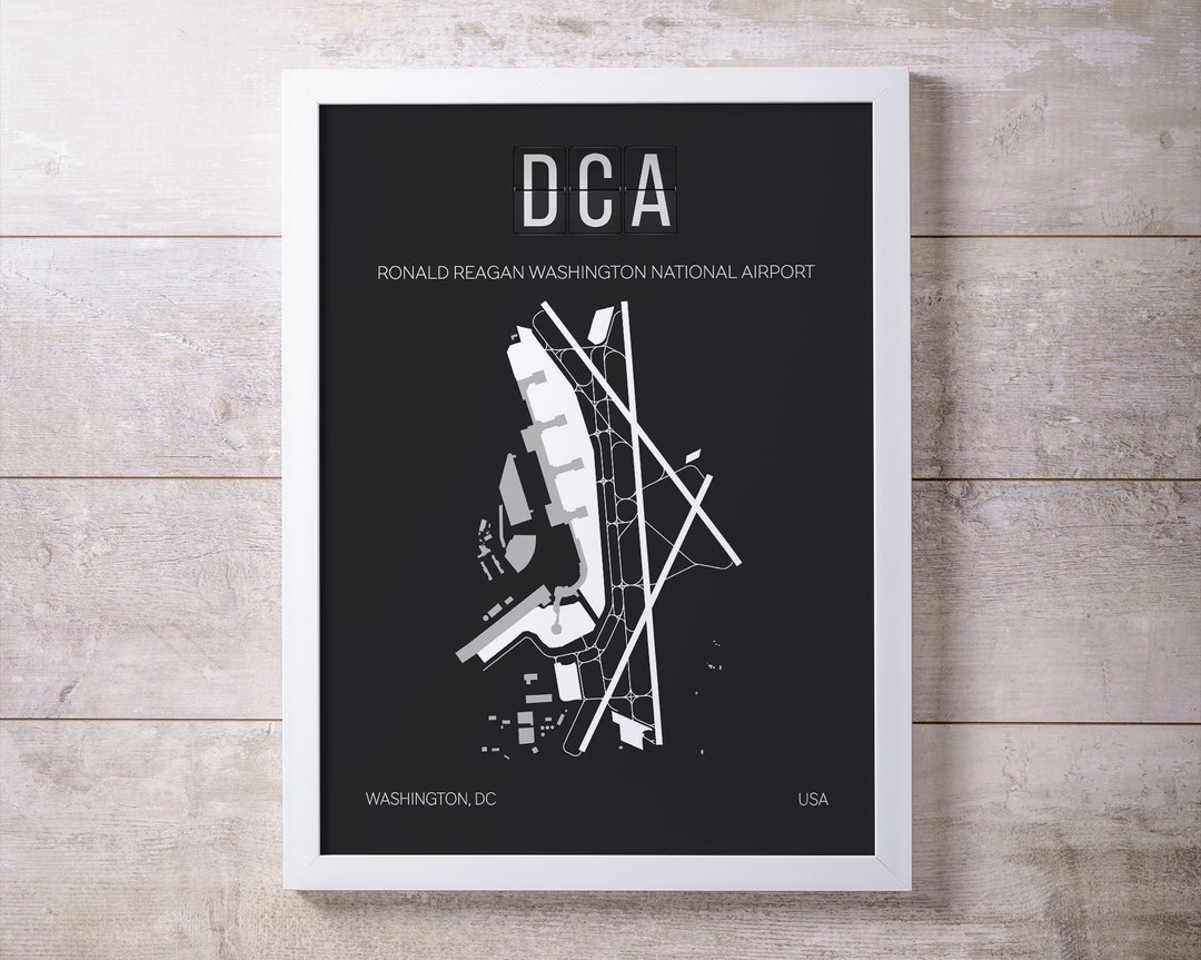 DCA Washington DC Reagan National Airport Map Wall Art - Frame Not ...
