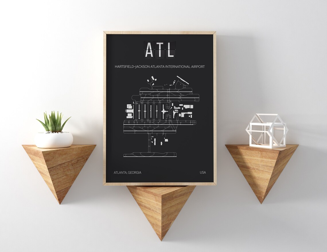 ATL Atlanta International Airport Print Map Wall Art | Etsy