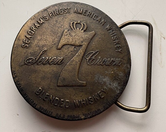 Vintage Official Seagrams Seven Crown Whiskey Brass Belt Buckle ...