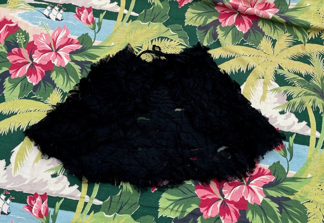 Antique Vintage Victorian Edwardian Black Net Ruffled Layered Lace ...
