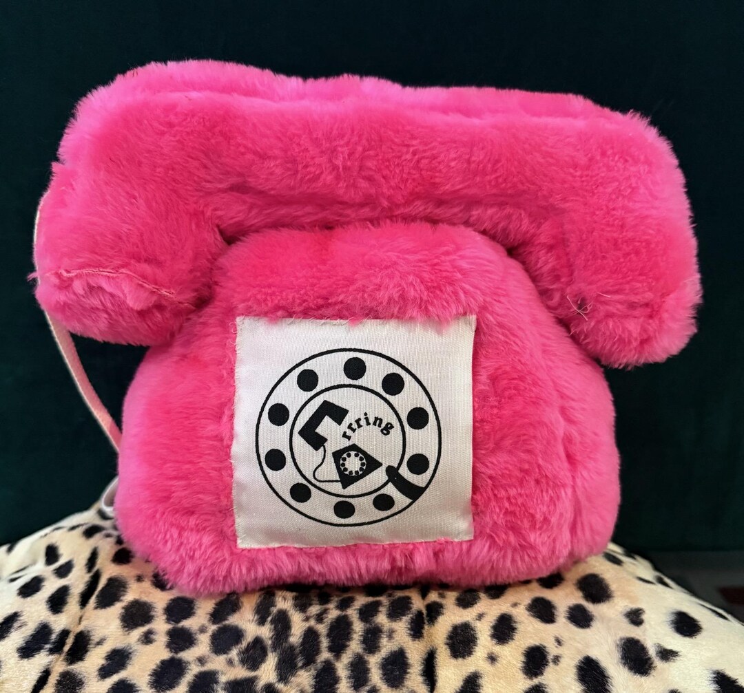 Vintage Pink Stuffed Plush Furry Handmade Telephone FUN!! 1980s - Etsy