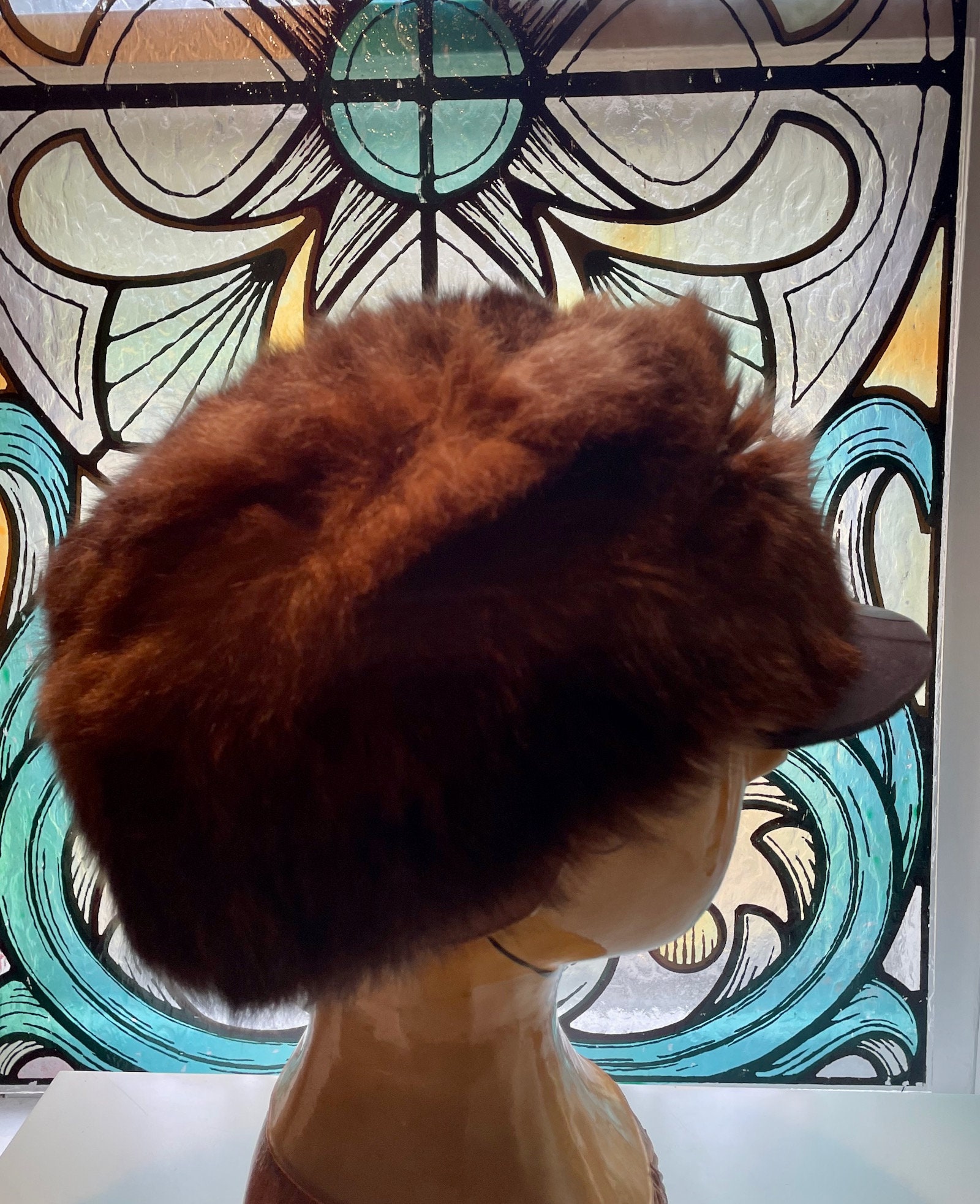 1970s Vintage MOD Boho Winter Brown Real Fur Cap With Leather | Etsy