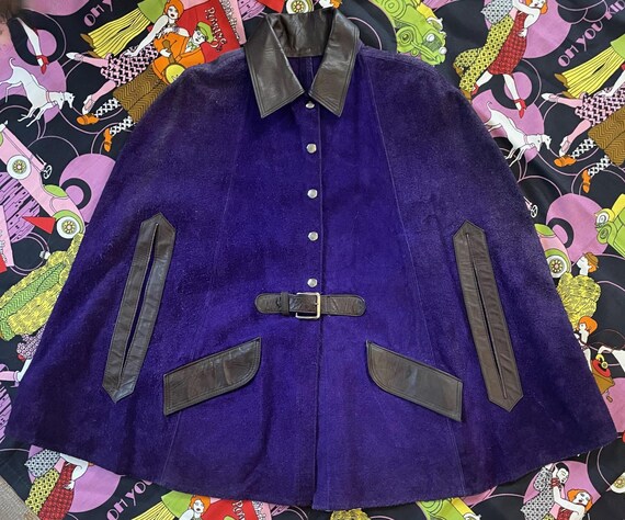 1960s 1970s MOD Purple Violet and Brown Suede Leather… - Gem