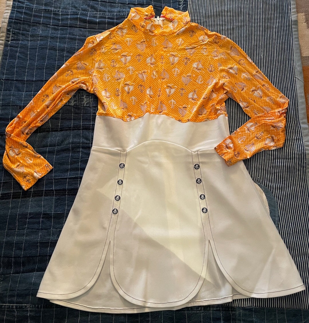 Vintage 1960s Beeline Fashions MOD Sailor Girl Mini Dress Petal Skirt ...