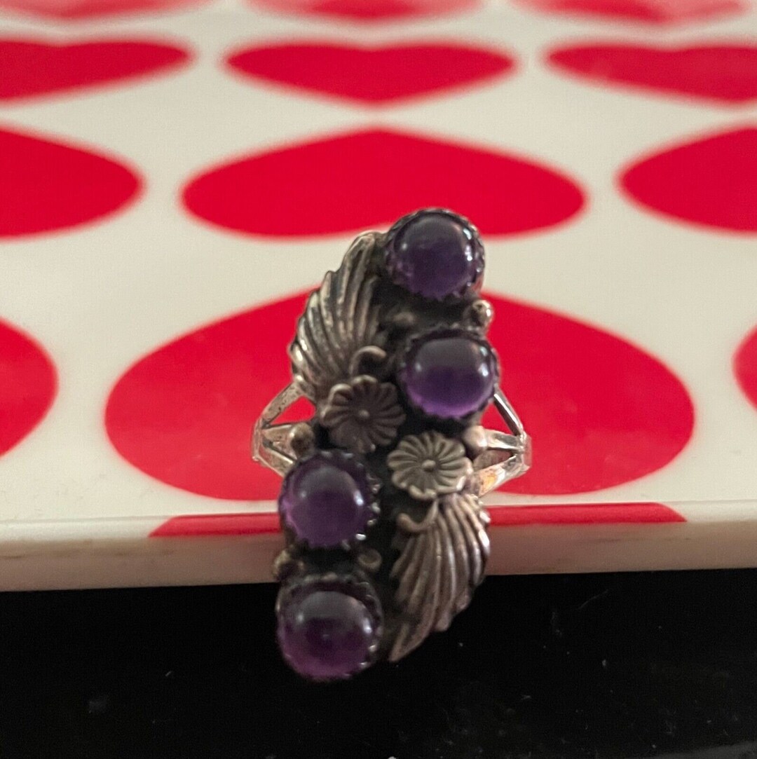 Vintage Richard Begay RB Sterling Silver Amethyst Ring SZ9 Native ...