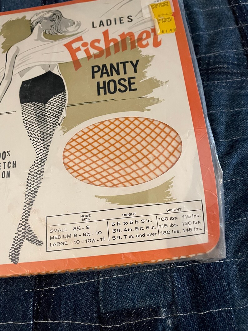 1960s Vintage MOD Orange Pumpkin Fishnet Nylon Pantyhose Tights SEALED ...