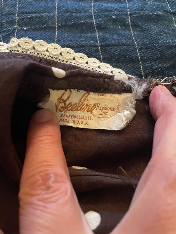 1960s 1970s Vintage Beeline Fashions MOD Brown & Whit… - Gem