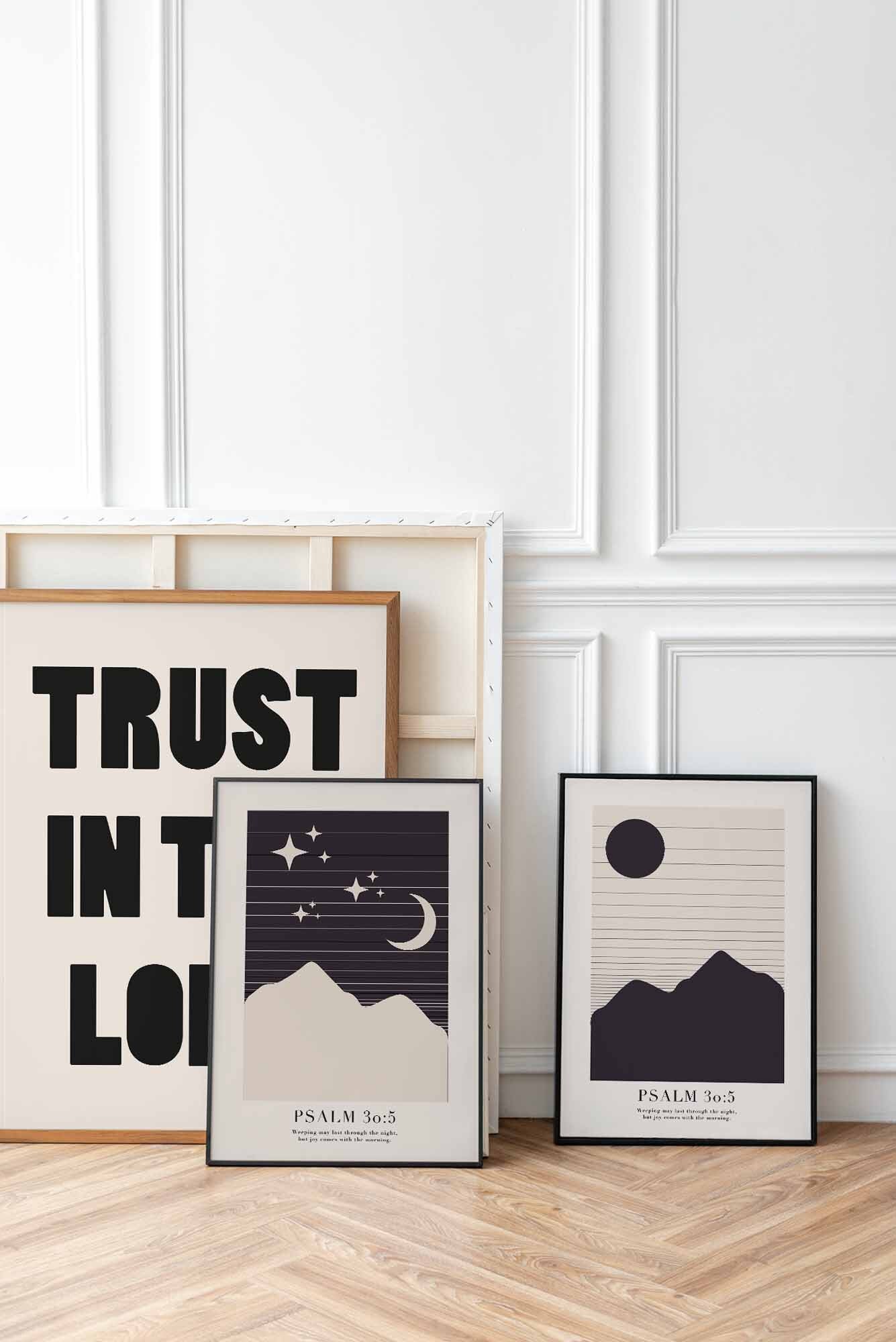 Modern Christian Art, Sun and Moon Art, Night and Day Print, Bible ...