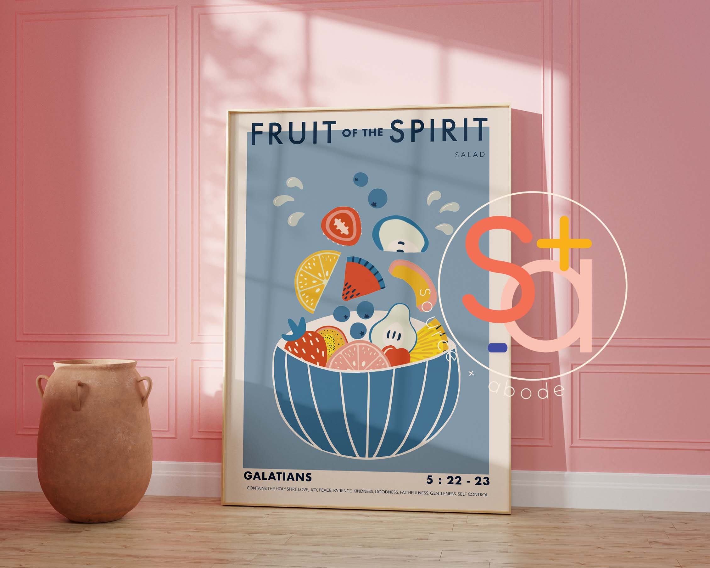 Fruits of the Spirit, Fruit Salad Bowl Art, Kitchen Decor. Colourful ...