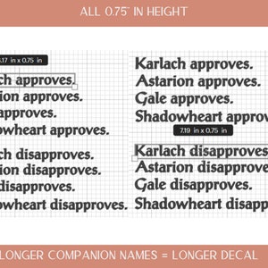 Small Baldur's Gate 3 Vinyl Decal Companion Approves or Disapproves BG3 ...