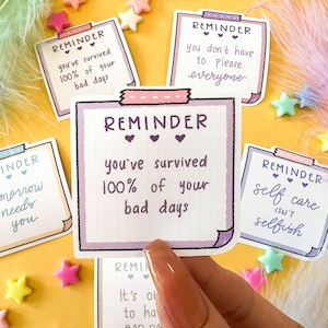 Mental Health Sticky Note Stickers, Positive Thoughts Stickers, Mental ...