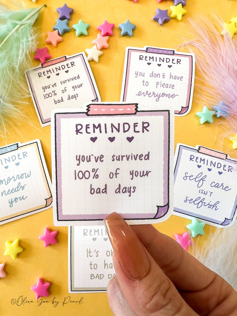 Mental Health Sticky Note Stickers, Positive Thoughts Stickers, Mental ...