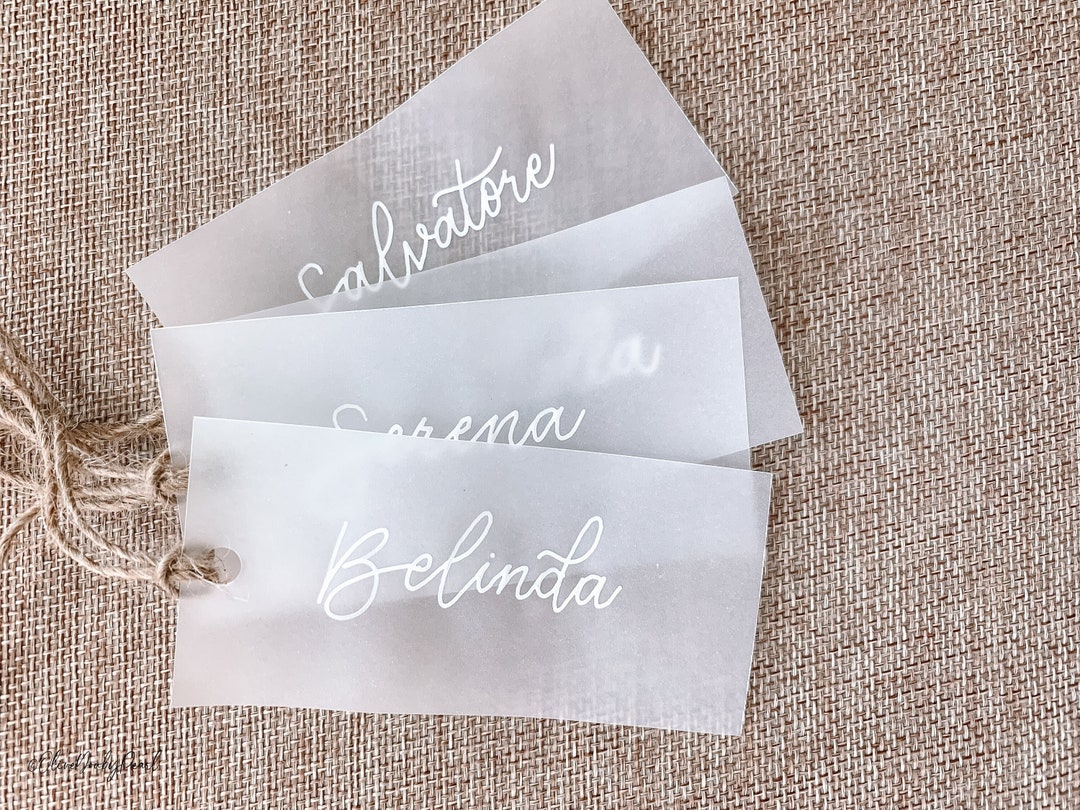 Personalized Vellum Gift Tags, Custom Calligraphy, 69lbs 93gsm ...